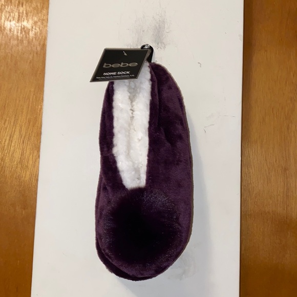bebe | Shoes | Nwt Bebe Purple Home Sock Slippers With Pom Pom | Poshmark